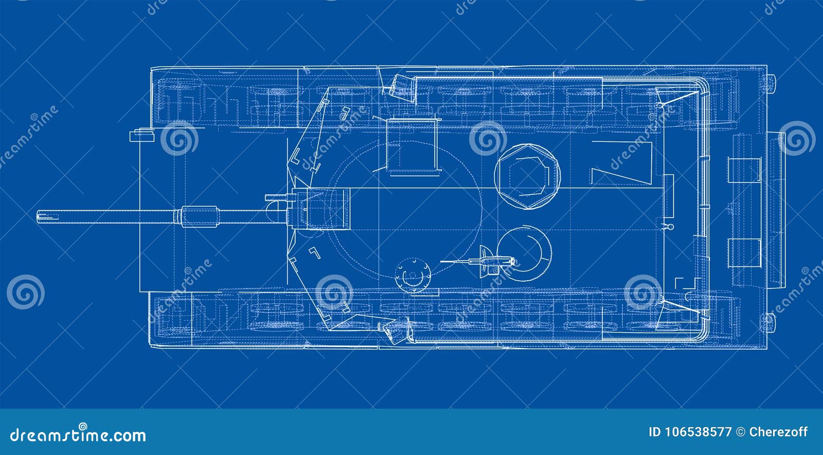 Blueprint of Realistic Tank Stock Vector - Illustration of armed ...