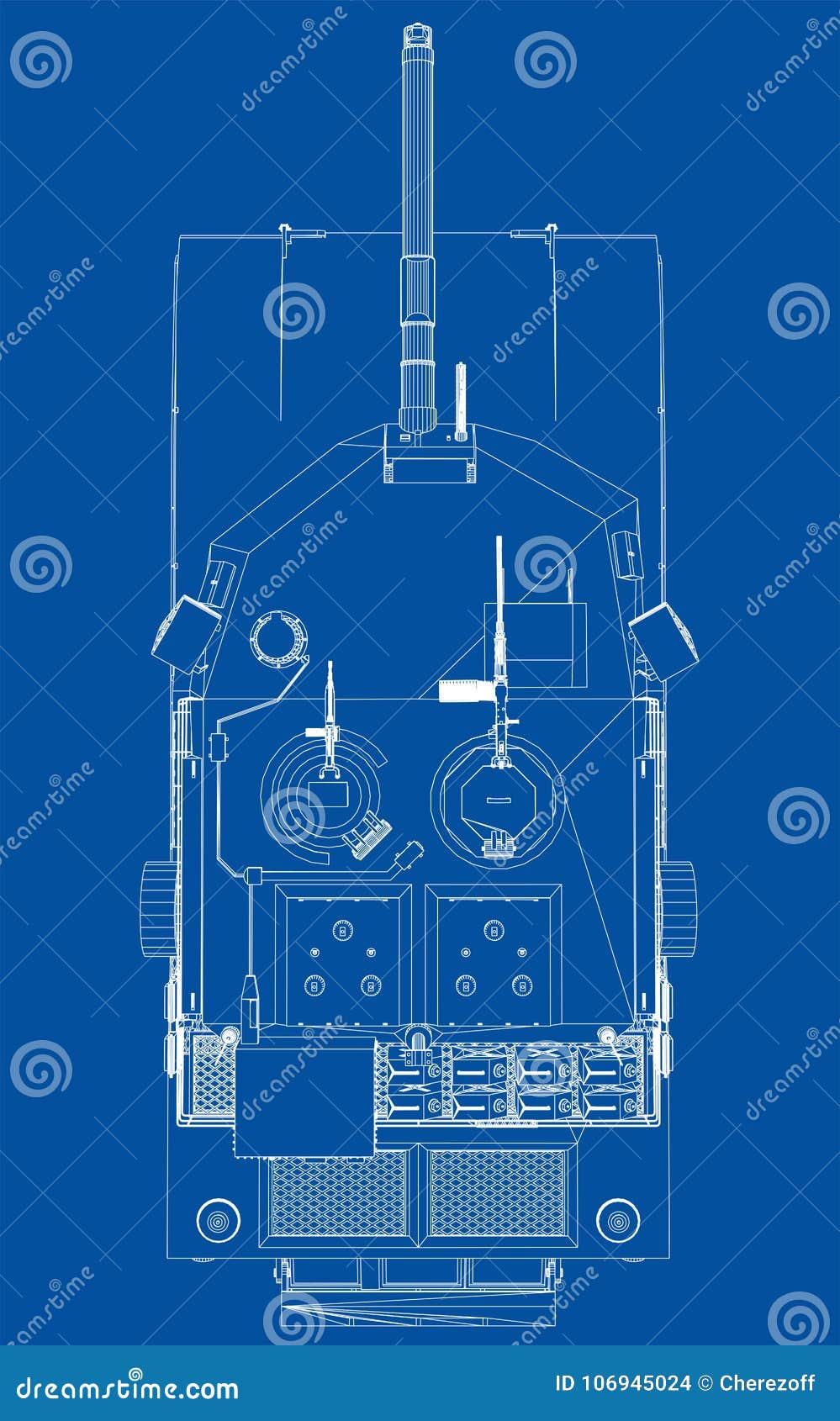 Blueprint of Realistic Tank Stock Vector - Illustration of silhouette ...