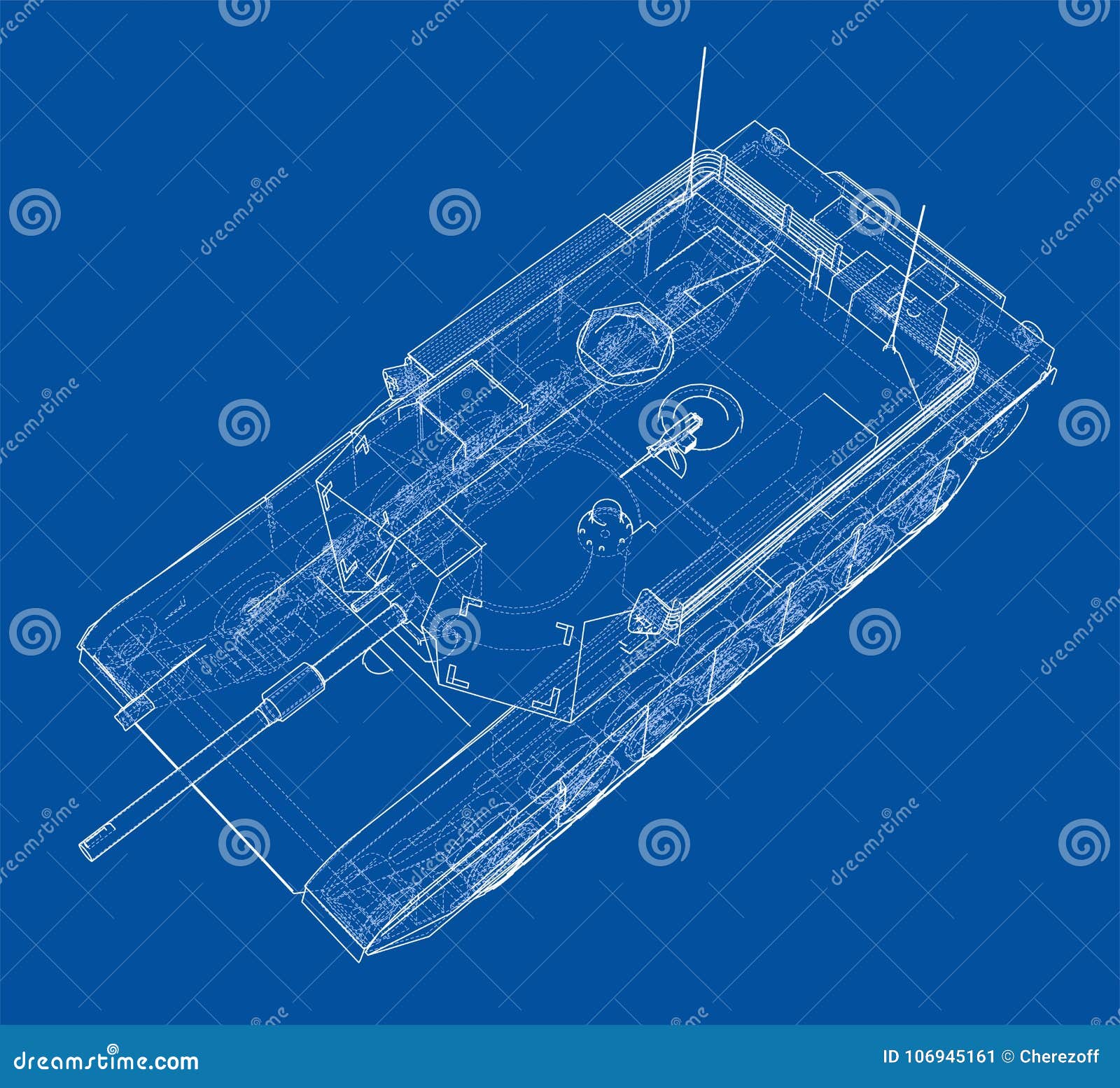 Blueprint of Realistic Tank Stock Vector - Illustration of industrial ...