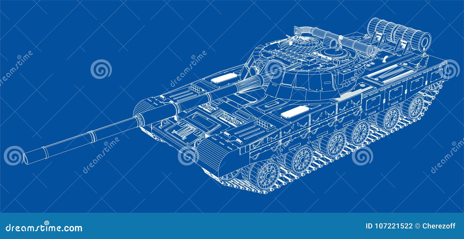 Blueprint of Realistic Tank Stock Vector - Illustration of silhouette ...