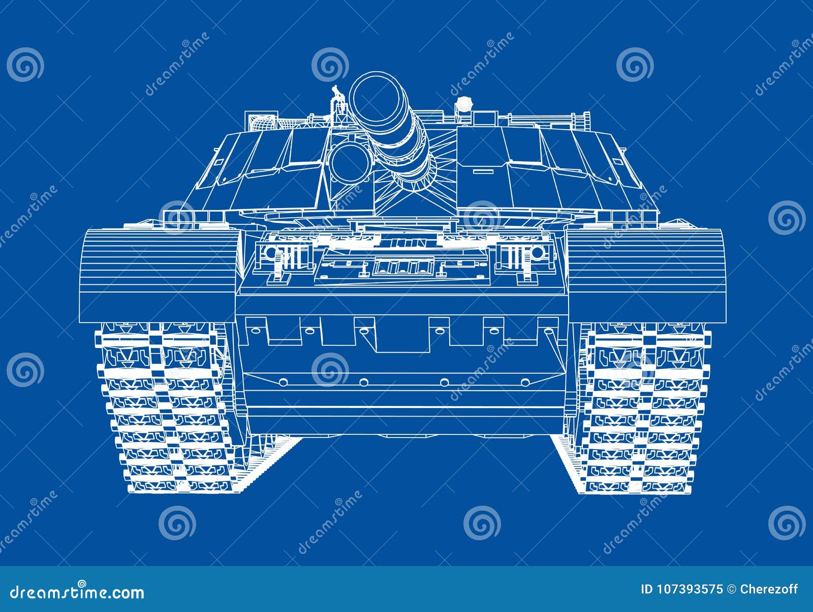 Blueprint of Realistic Tank Stock Vector - Illustration of armed, line ...