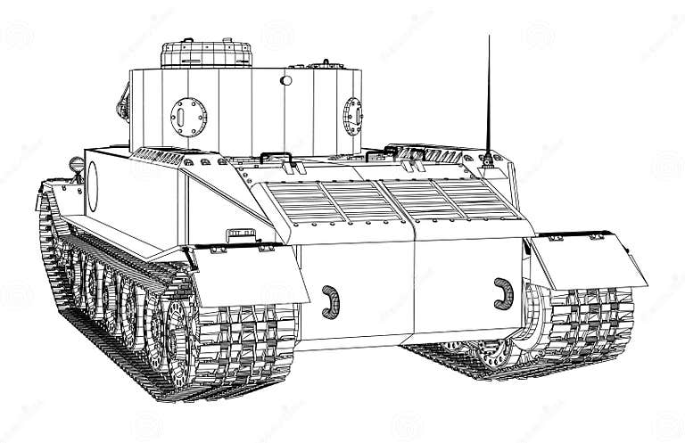 Blueprint of Realistic Tank Stock Vector - Illustration of object ...