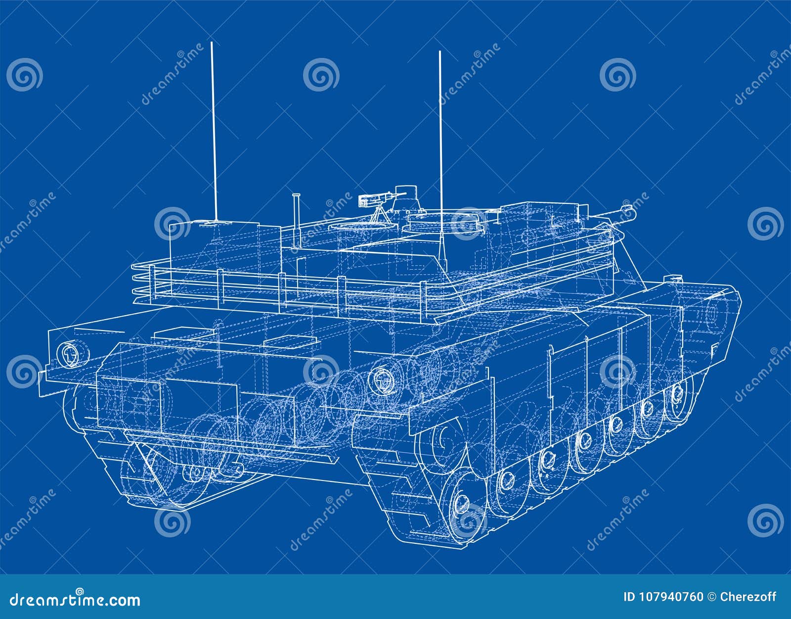 Blueprint of Realistic Tank Stock Vector - Illustration of line ...