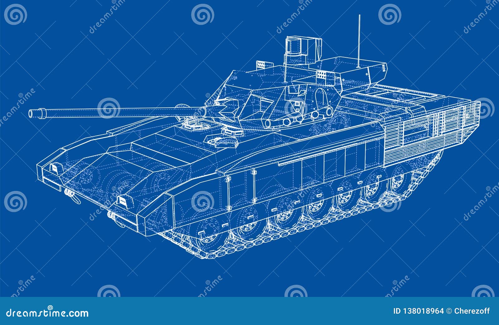Blueprint of Realistic Tank Stock Vector - Illustration of drawing ...