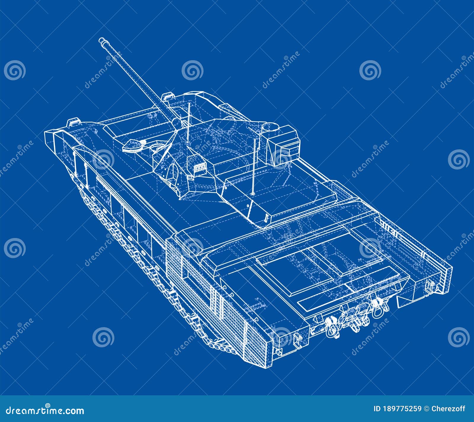 Blueprint of Realistic Tank Stock Illustration - Illustration of detail ...