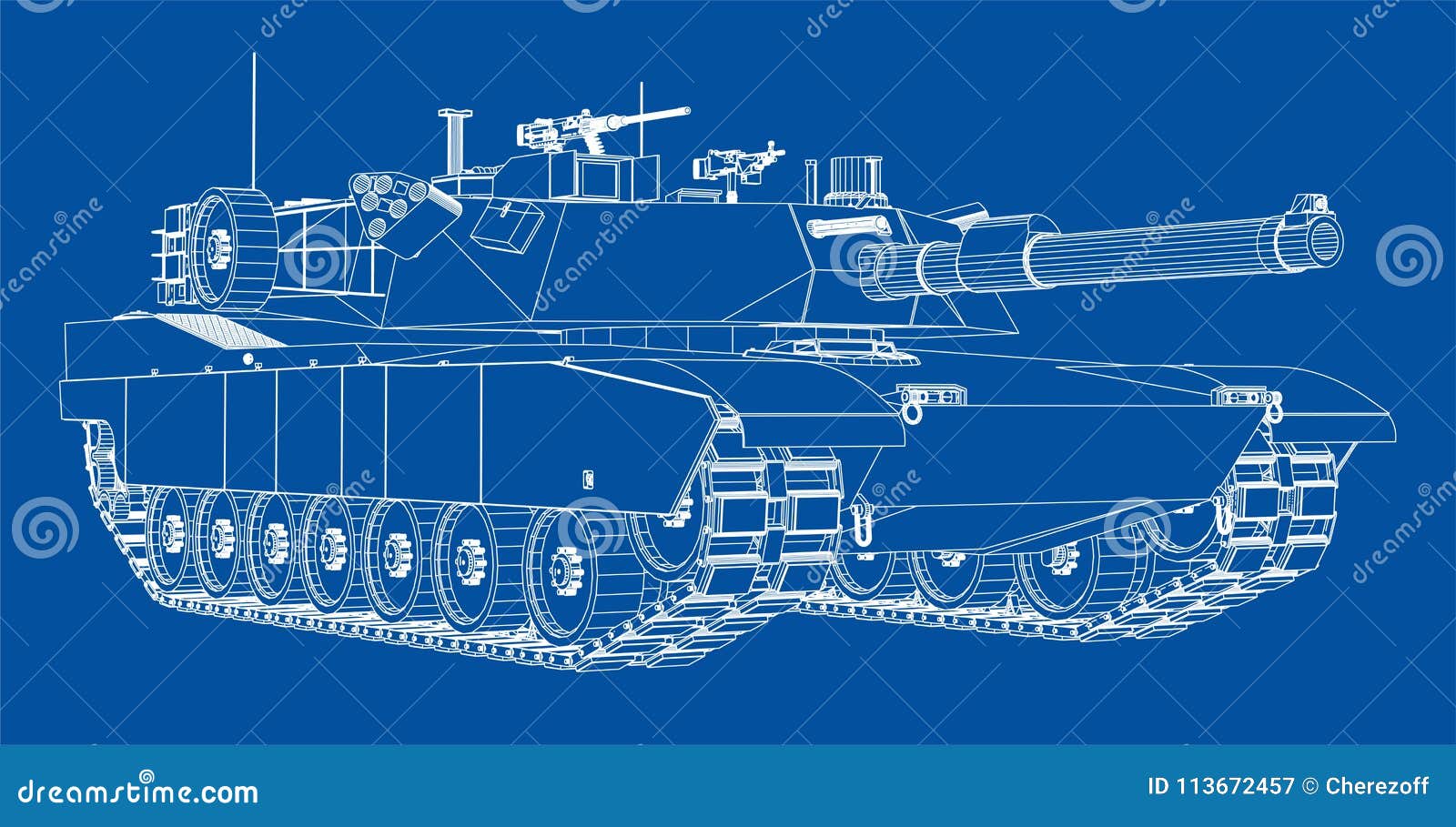 Blueprint of Realistic Tank Stock Illustration - Illustration of ...