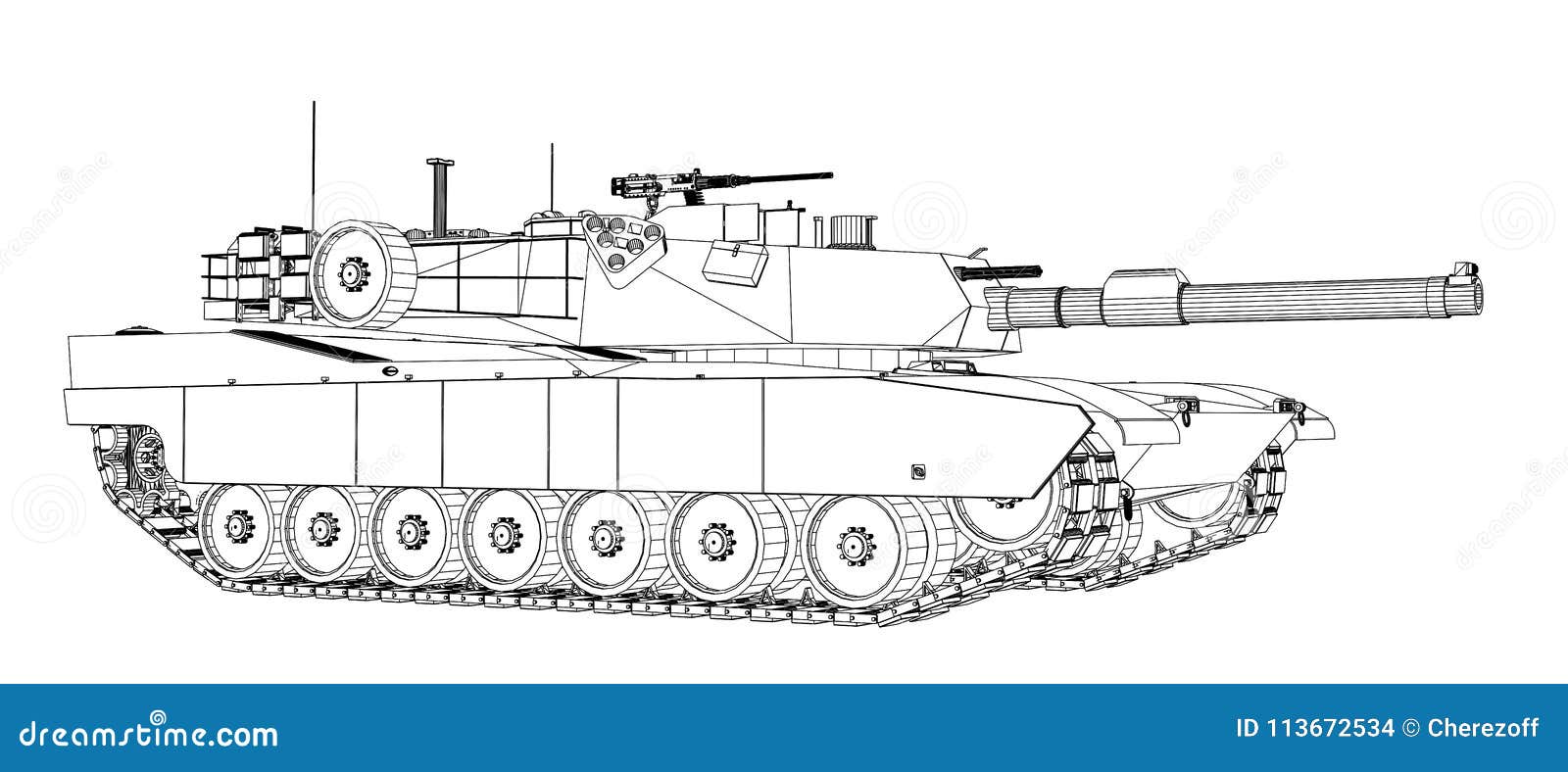 Blueprint of Realistic Tank Stock Illustration - Illustration of ...