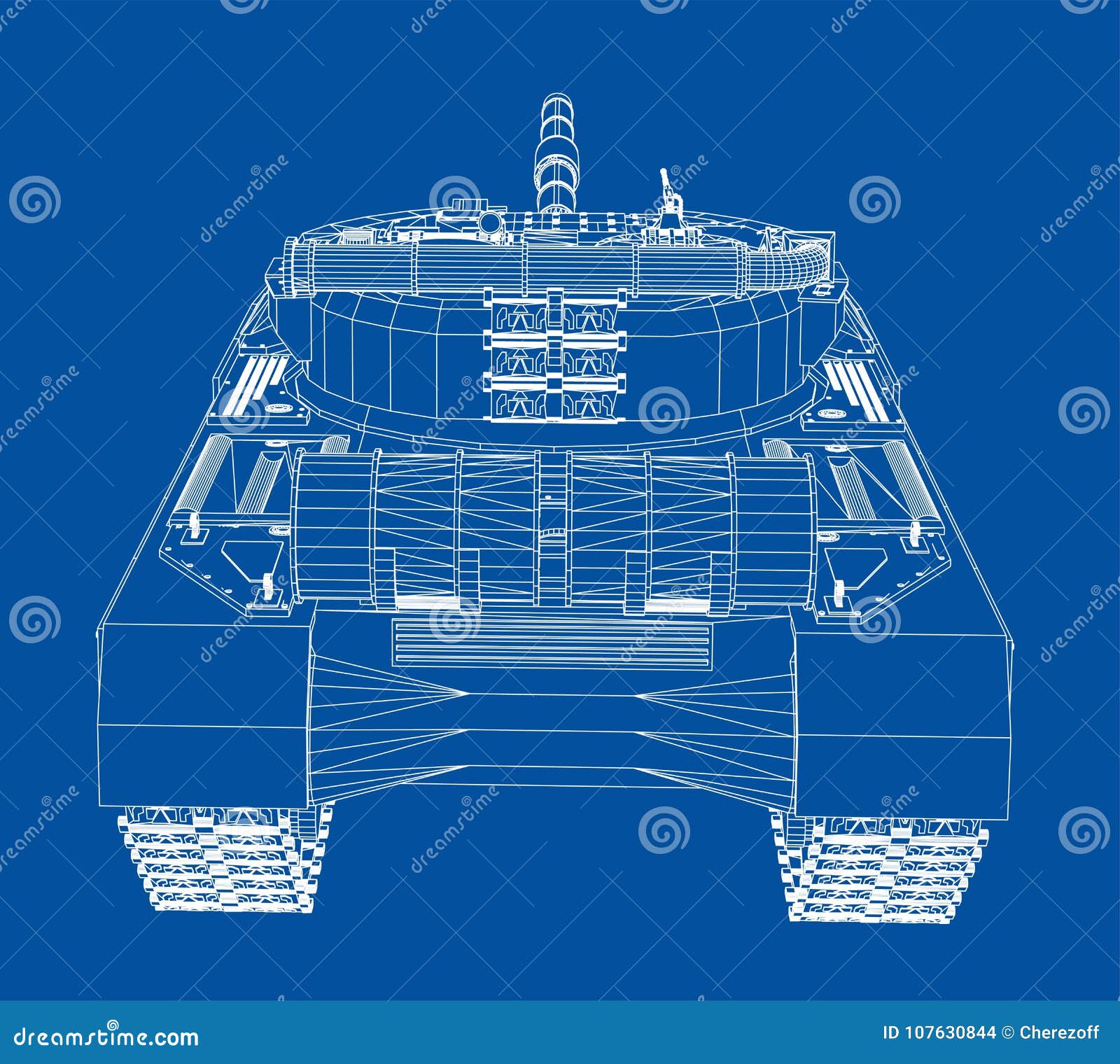 Blueprint of Realistic Tank Stock Vector - Illustration of heavy ...