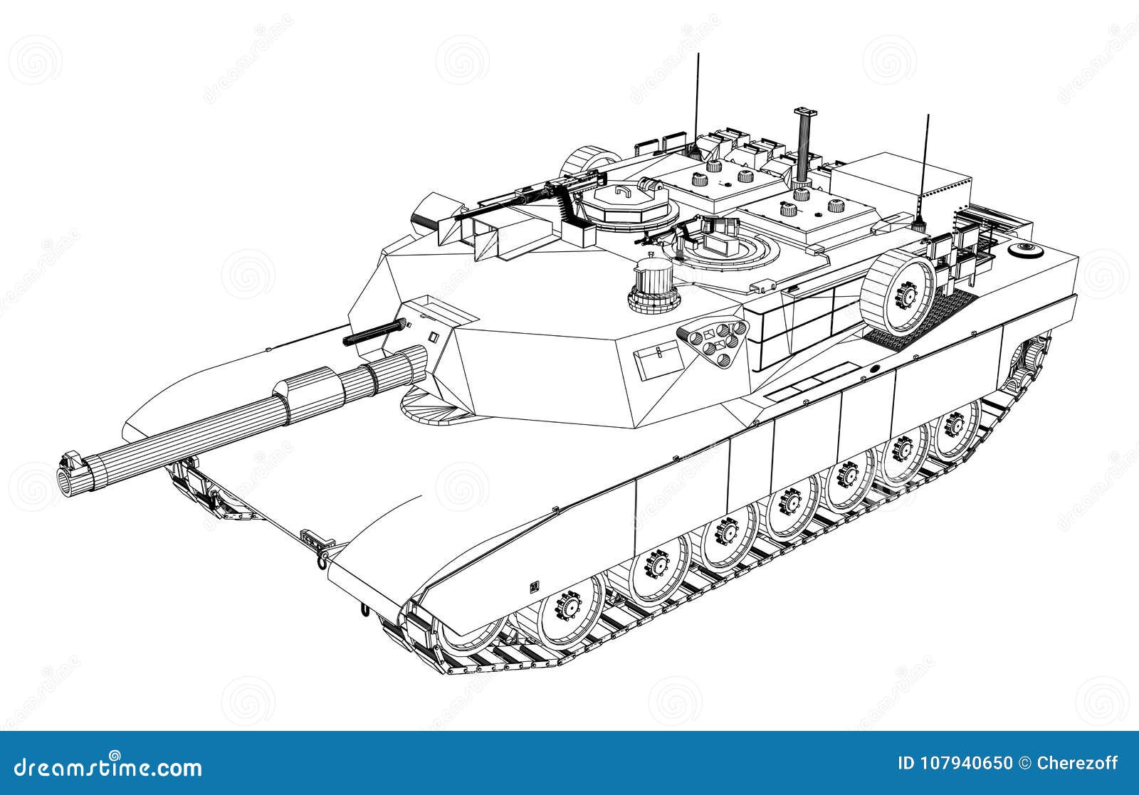 Blueprint of Realistic Tank Stock Vector - Illustration of heavy ...