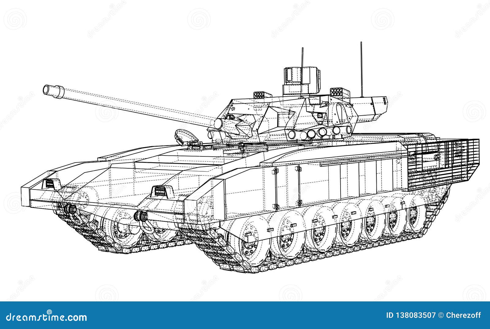 Blueprint of Realistic Tank Stock Vector - Illustration of military ...