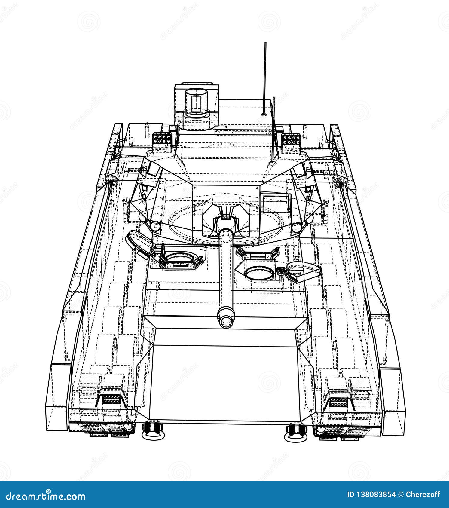 Blueprint of Realistic Tank Stock Vector - Illustration of detailed ...