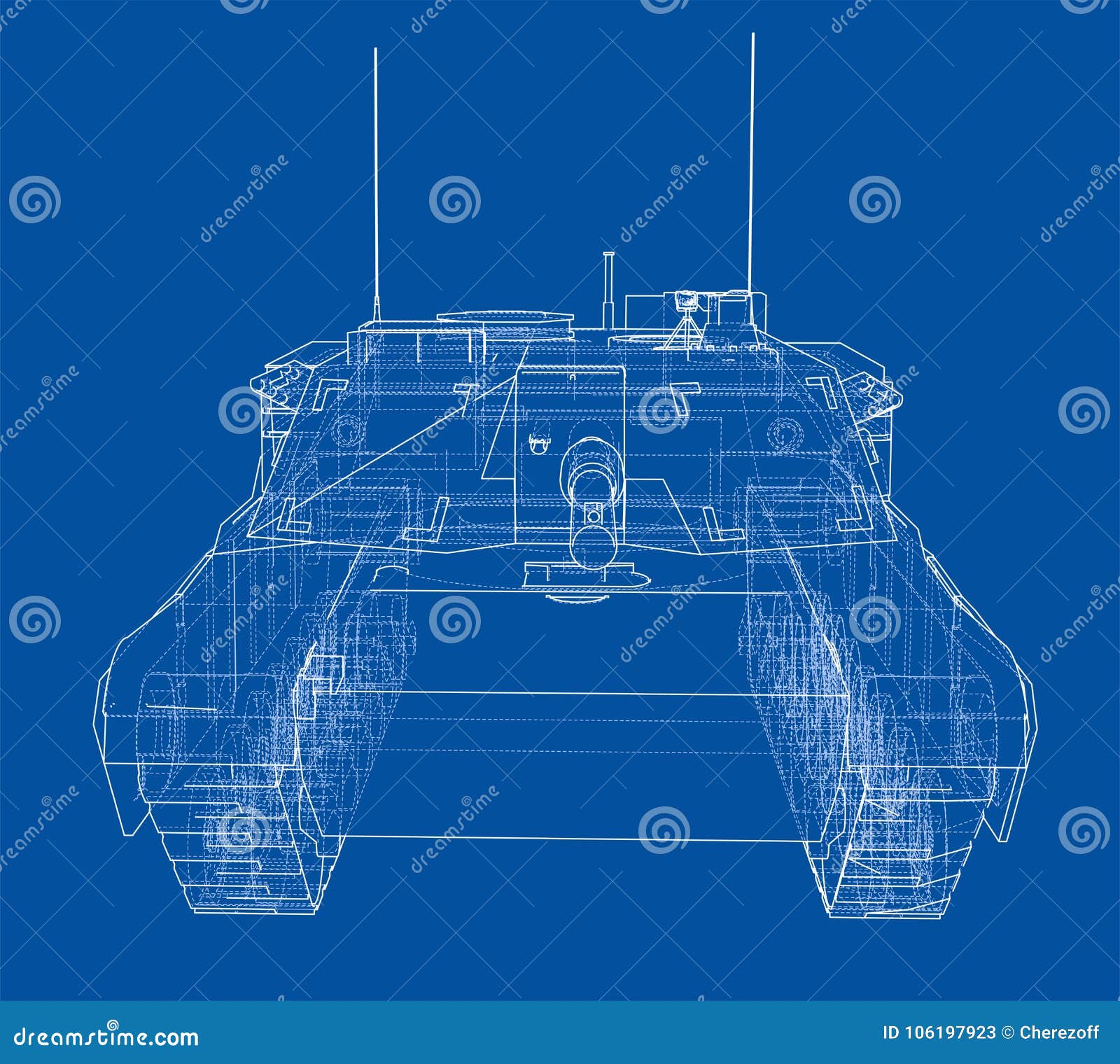 Blueprint of Realistic Tank Stock Vector - Illustration of industry ...