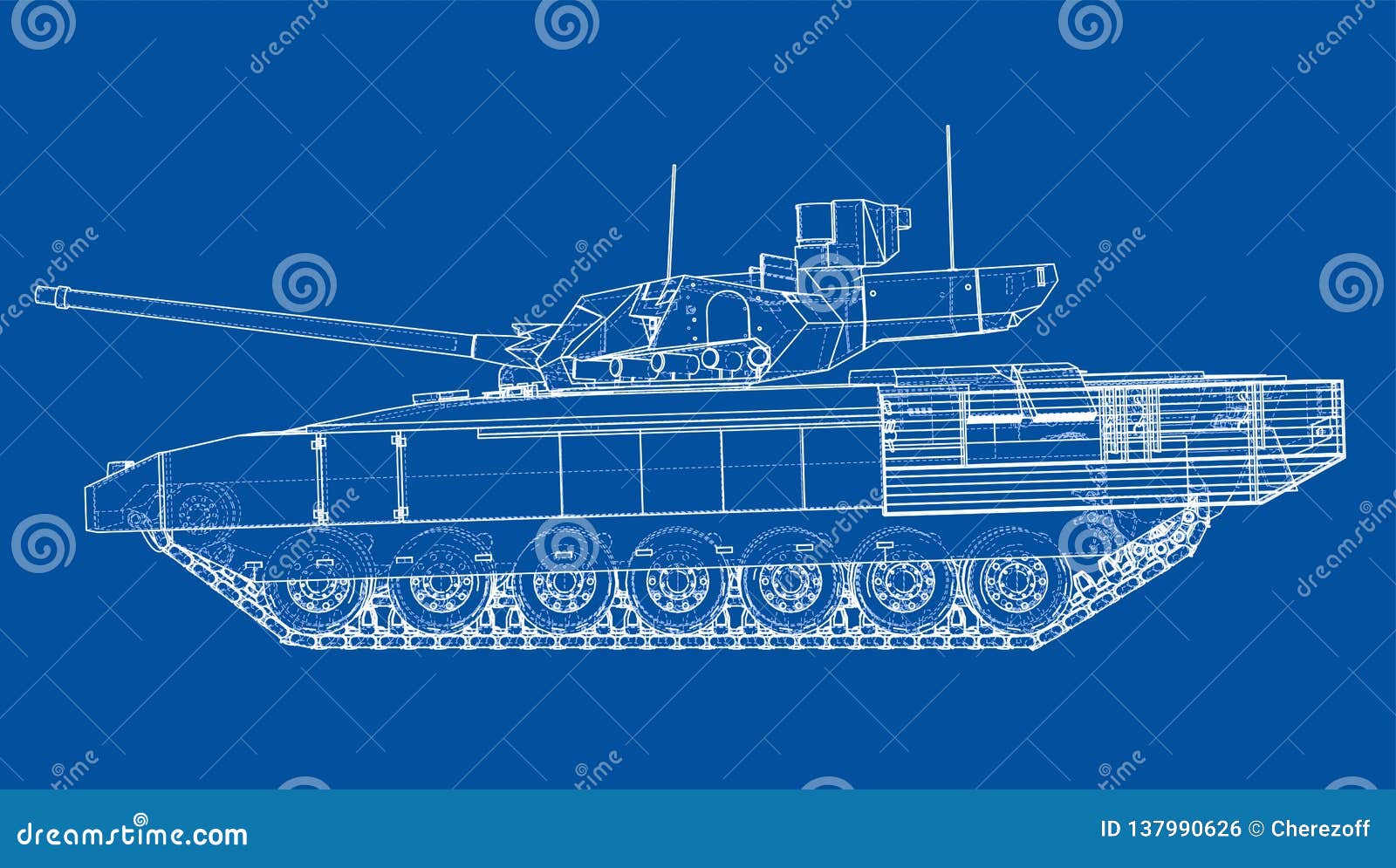Blueprint of Realistic Tank Stock Vector - Illustration of heavy ...