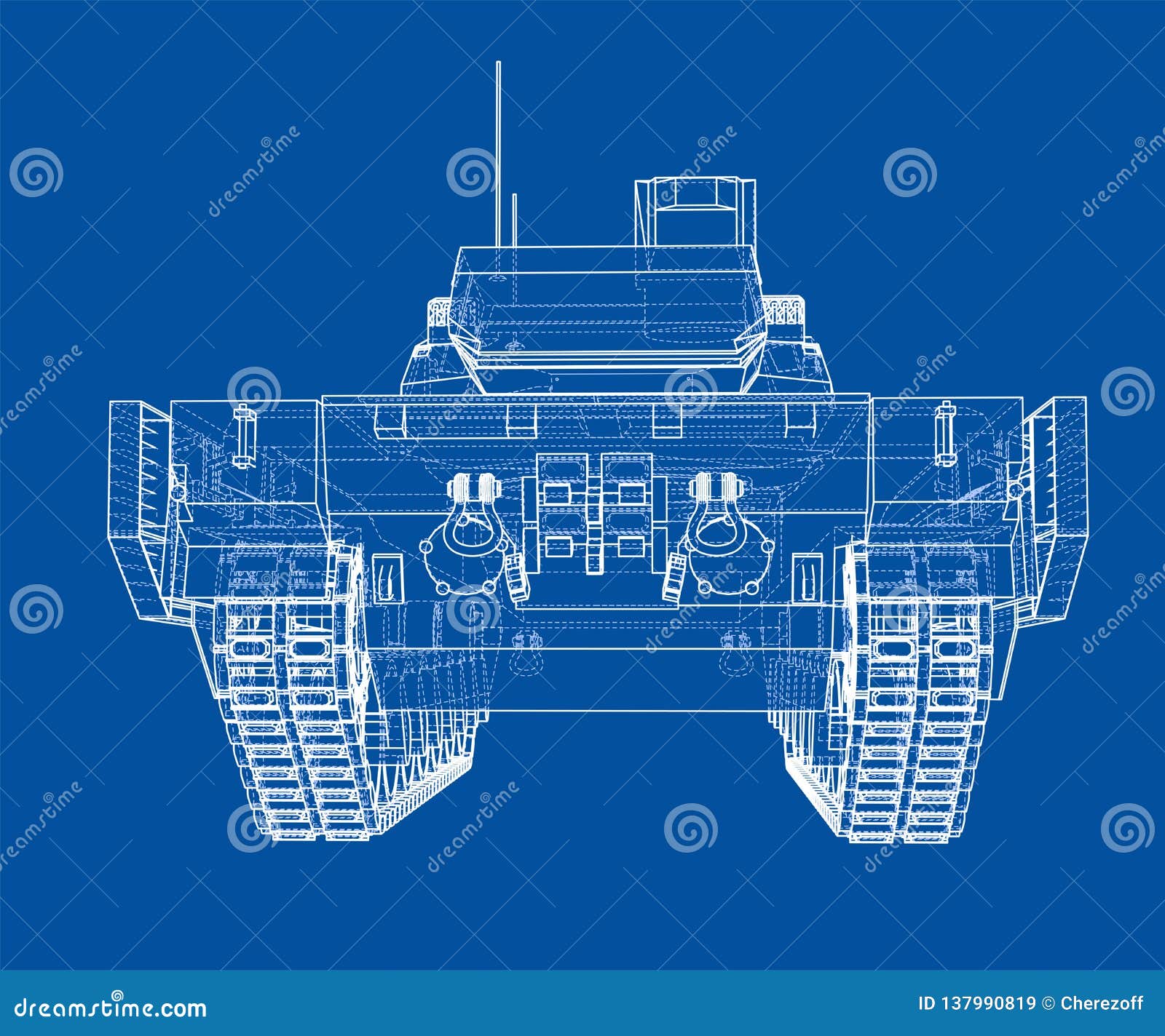 Blueprint of Realistic Tank Stock Vector - Illustration of contour ...
