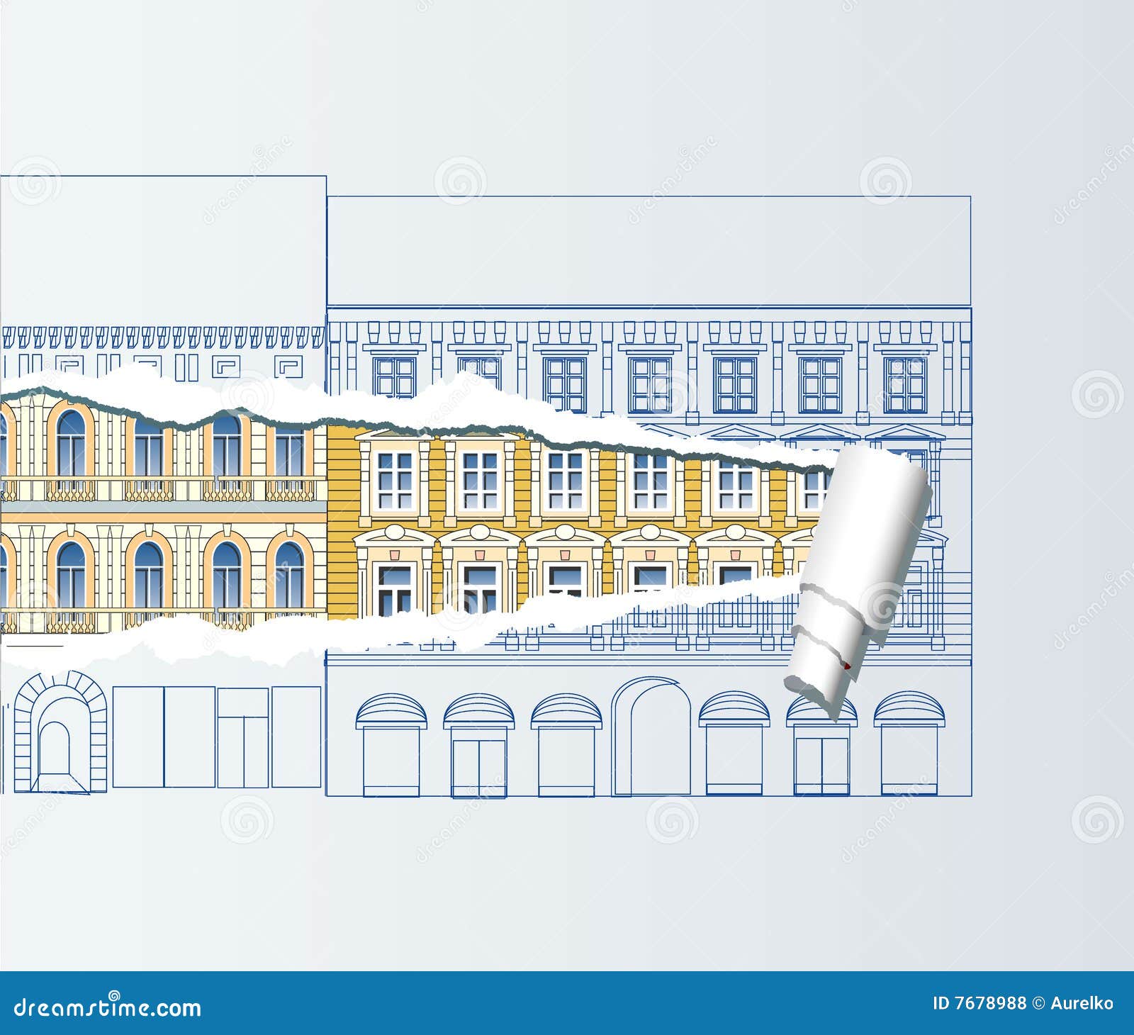 Damaged Blueprint Grid Paper Background Vintage Technical Drawing ...