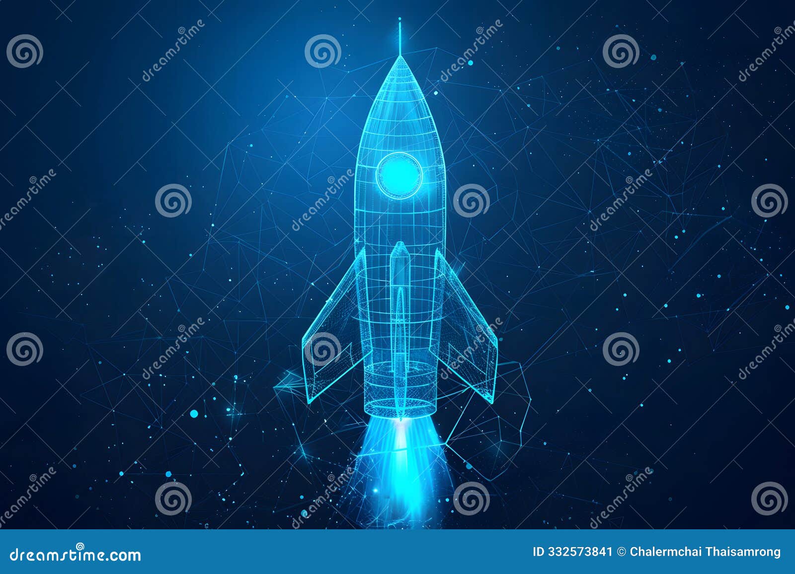 Blueprint Rocket Technology Background Mesh Line Around by Generative ...