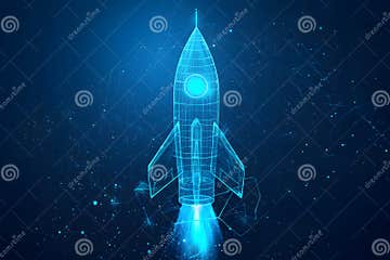 Blueprint Rocket Technology Background Mesh Line Around by Generative ...