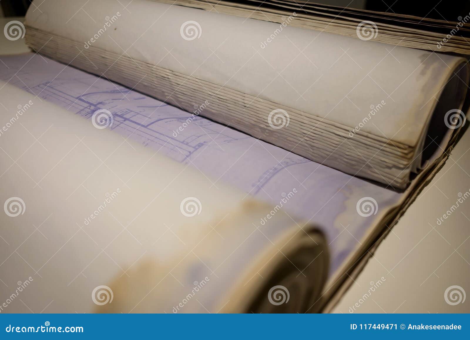 Blueprint roll old stock image. Image of architect, plan - 117449471