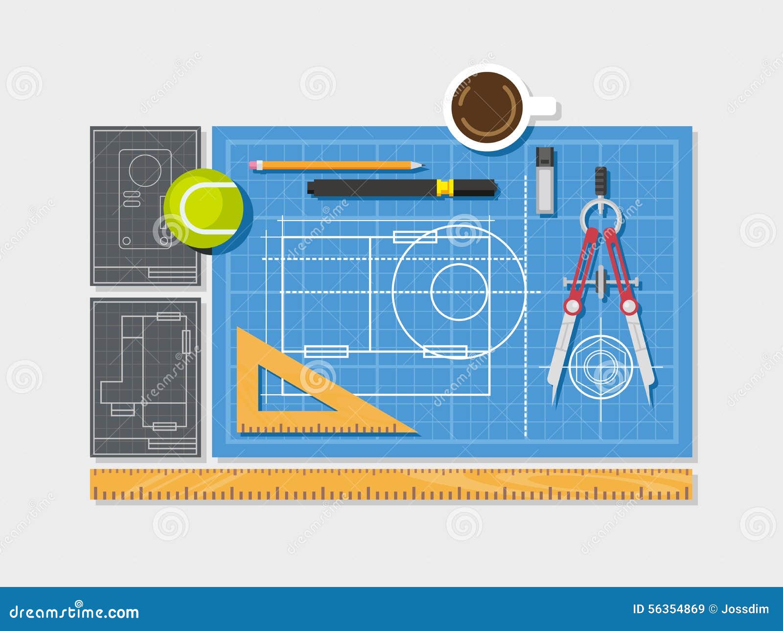 Blueprint And Ruler Instruments Vector Illustration | CartoonDealer.com ...