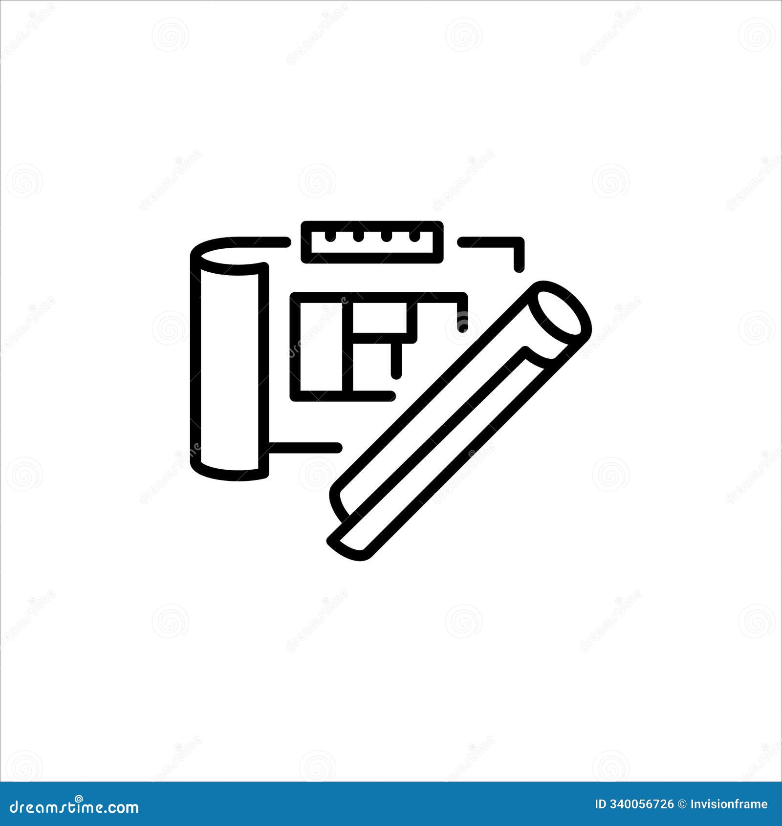 Blueprint and ruler icon stock illustration. Illustration of engineer ...