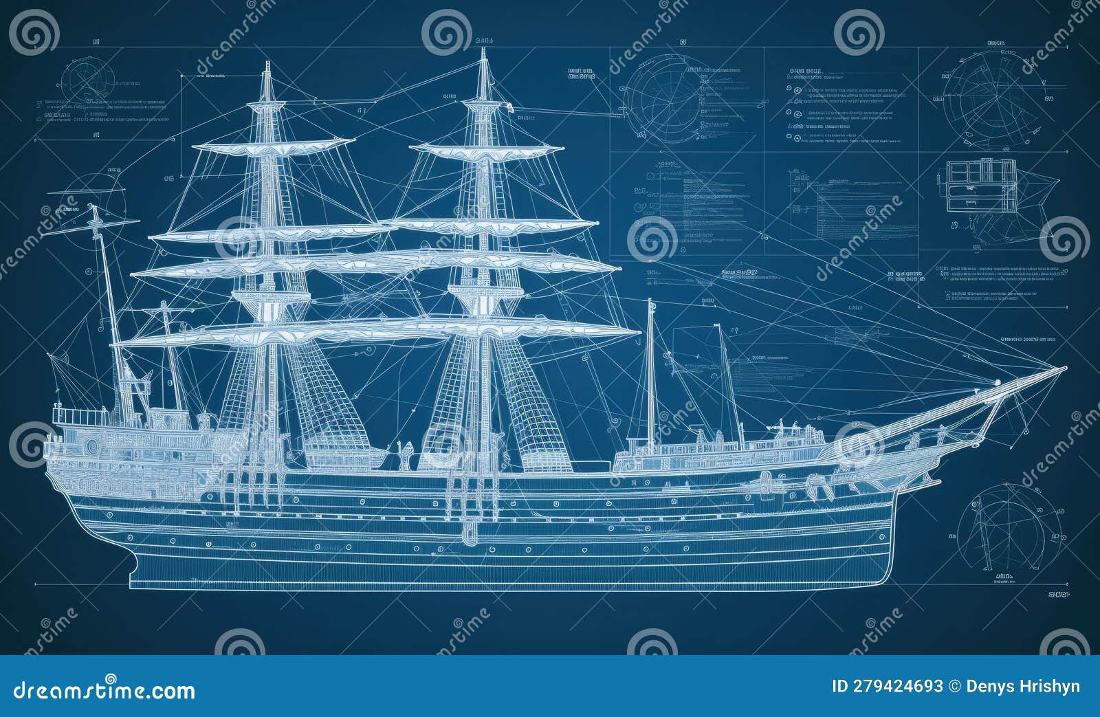 Blueprint of the Ship Showcases the Detailed Design and Layout of Its ...