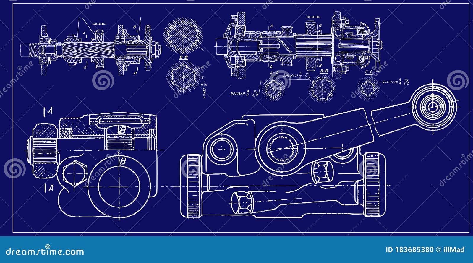 Blueprint, Sketch. Vector Engineering Illustration. Stock Vector ...