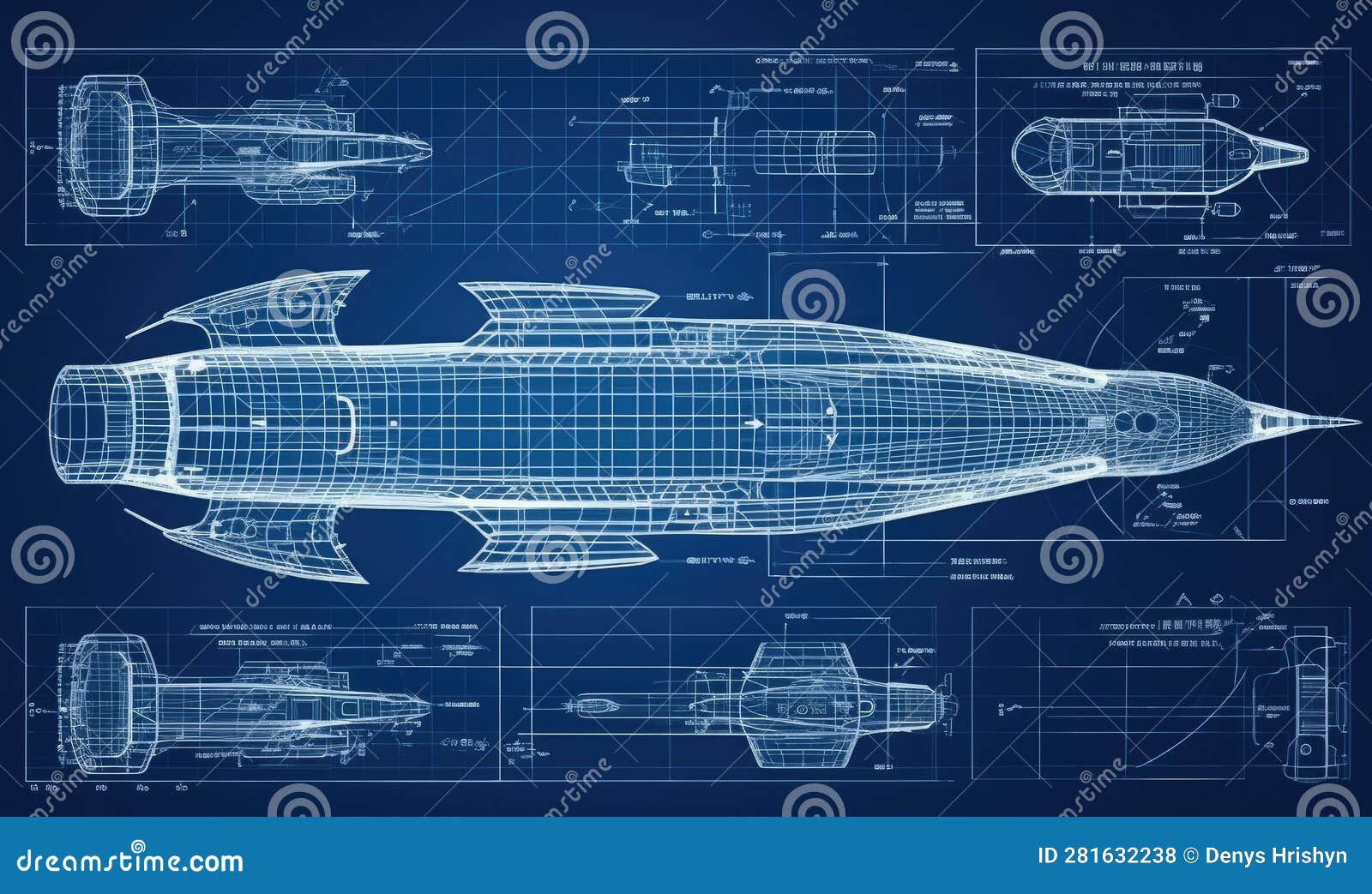 The Blueprint of the Space Vessel Displays Arrangement of Its Thrusters ...