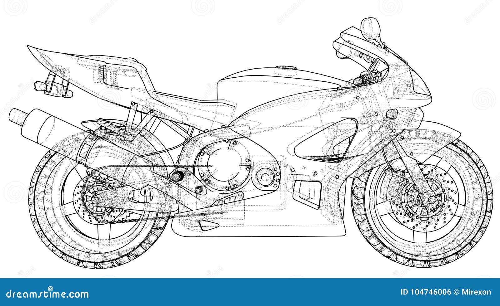 Blueprint Sport Bike. EPS10 Format Stock Vector - Illustration of motor ...