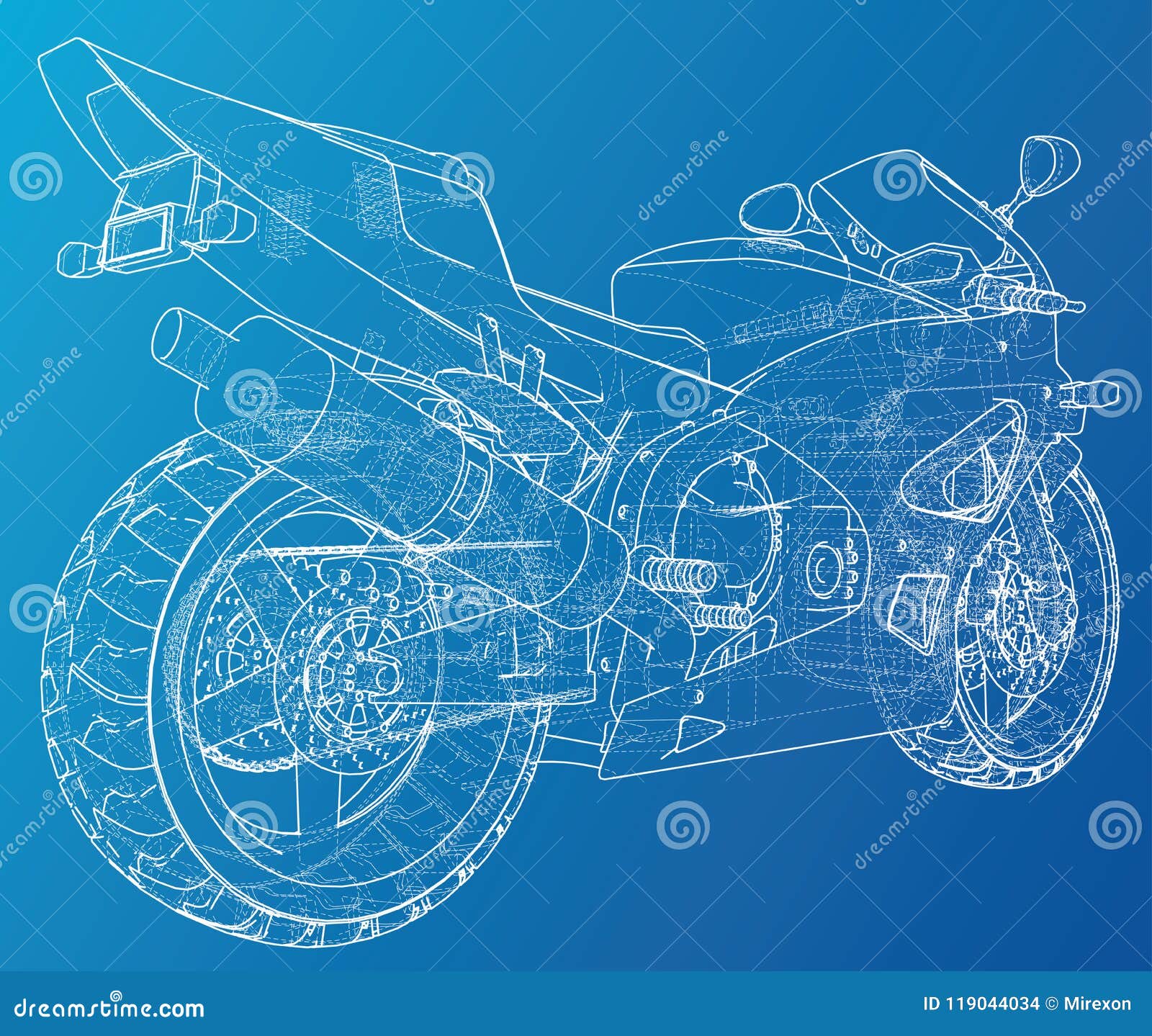 Blueprint Sport Bike. EPS10 Format Stock Vector - Illustration of ...