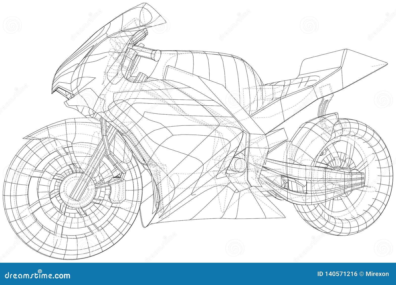 Blueprint Sport Bike. EPS10 Format Stock Vector - Illustration of moto ...