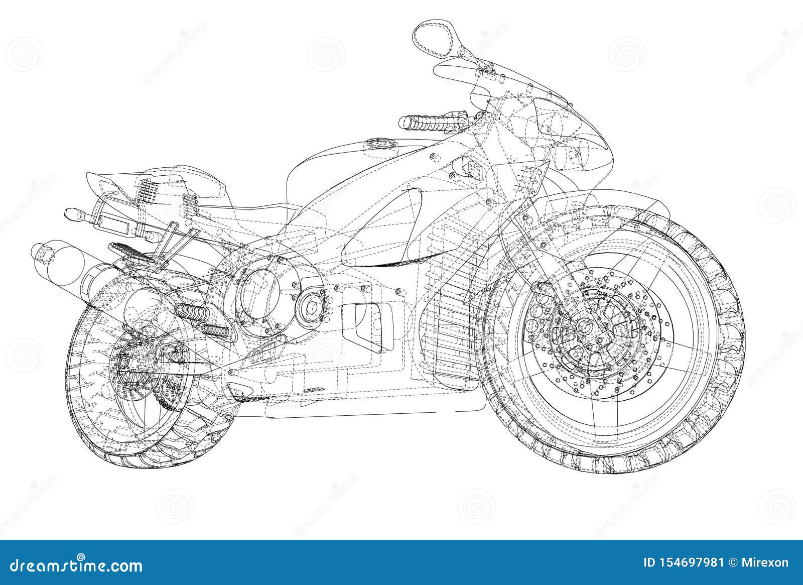 Blueprint Sport Bike. EPS10 Format Stock Vector - Illustration of sign ...