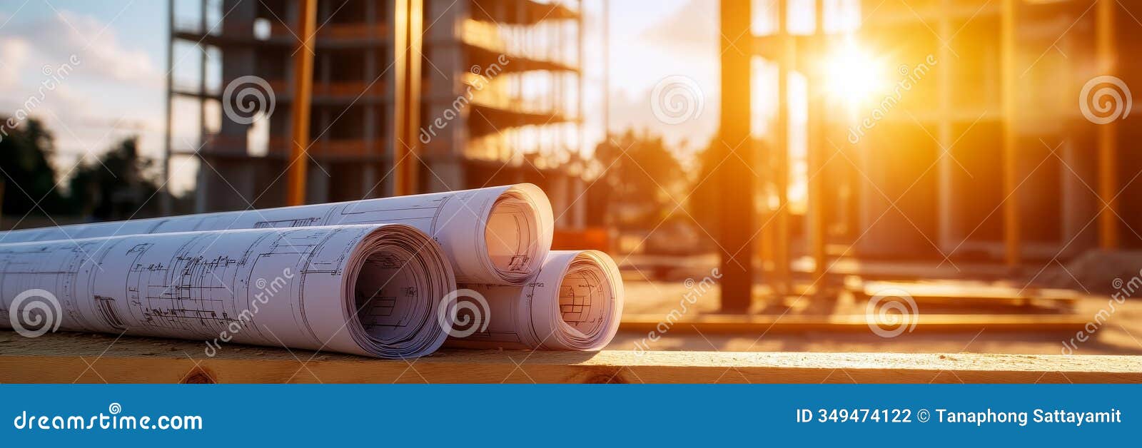 Blueprint Success Construction Project Planning New Building Project ...