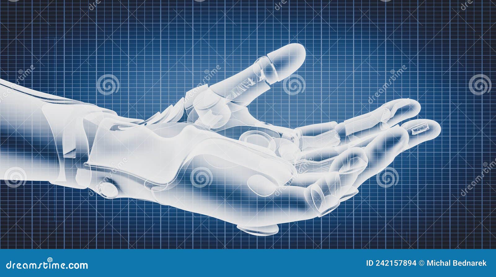 Blueprint Technical Design of Bionic Robotic Hand Stock Illustration ...