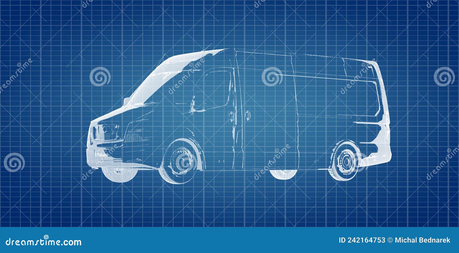Blueprint Technical Design of Transportation Van Stock Illustration ...