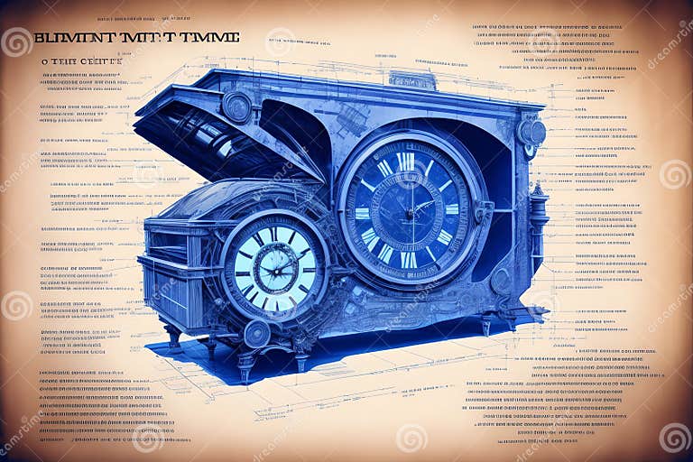 Blueprint of Time Machine, Generative AI Illustration Stock ...