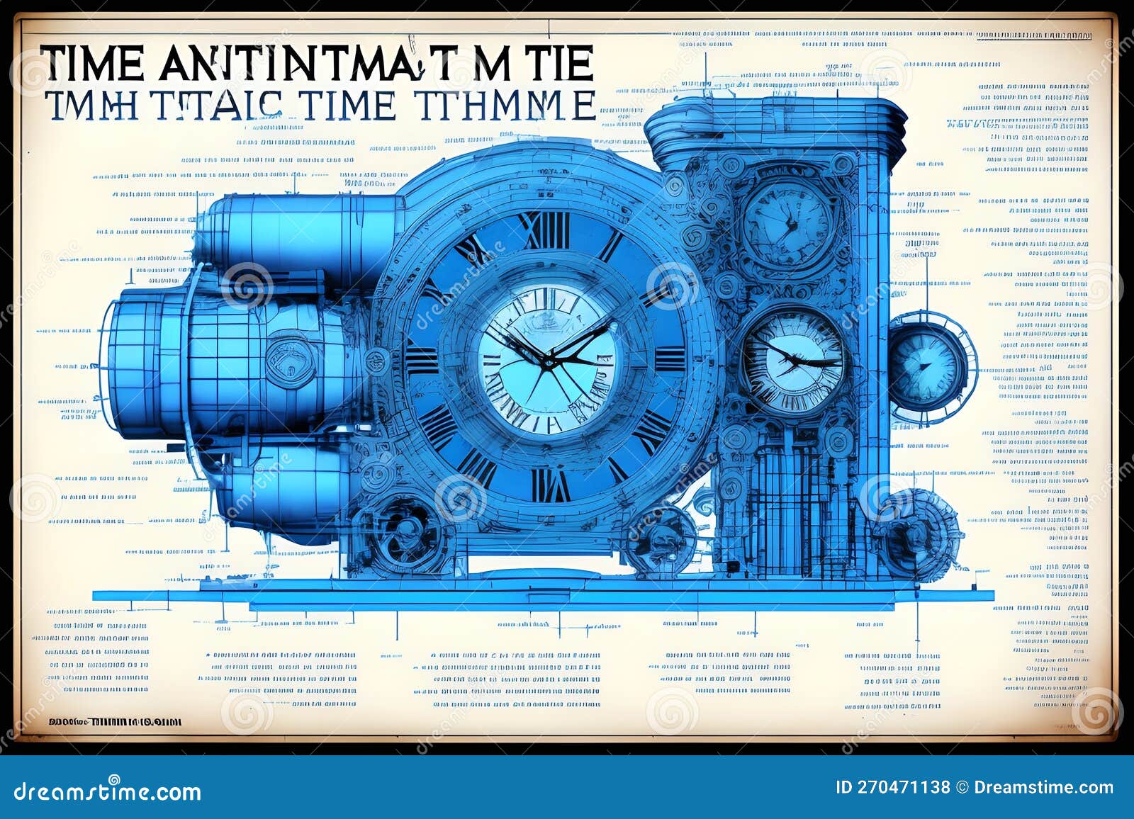 Blueprint of Time Machine, Generative AI Illustration Stock ...
