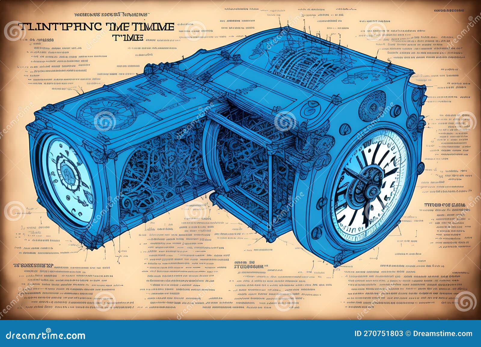 Blueprint of Time Machine, Generative AI Illustration Stock Image ...