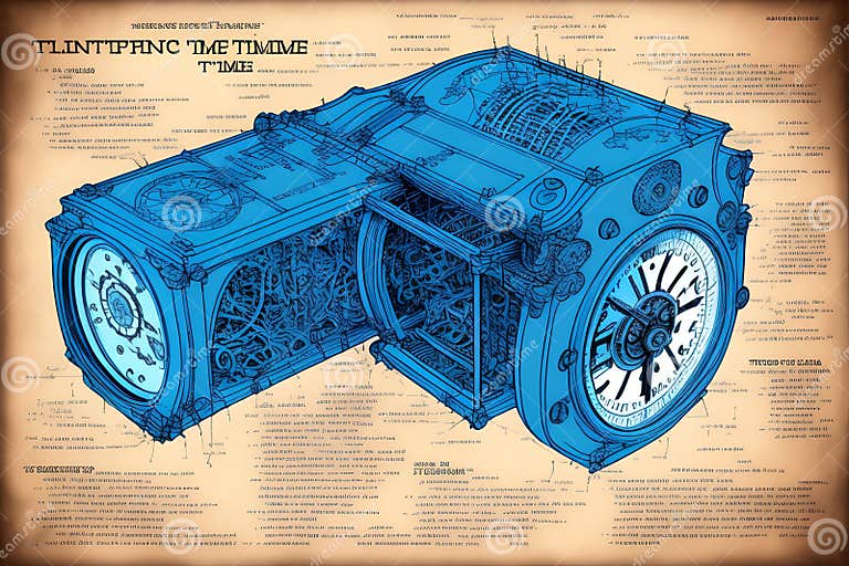 Blueprint of Time Machine, Generative AI Illustration Stock Image ...