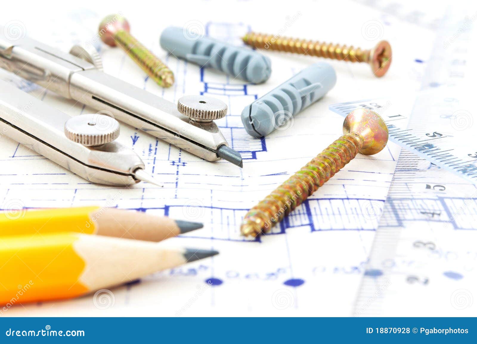 Blueprint and tools stock photo. Image of print, dream - 18870928