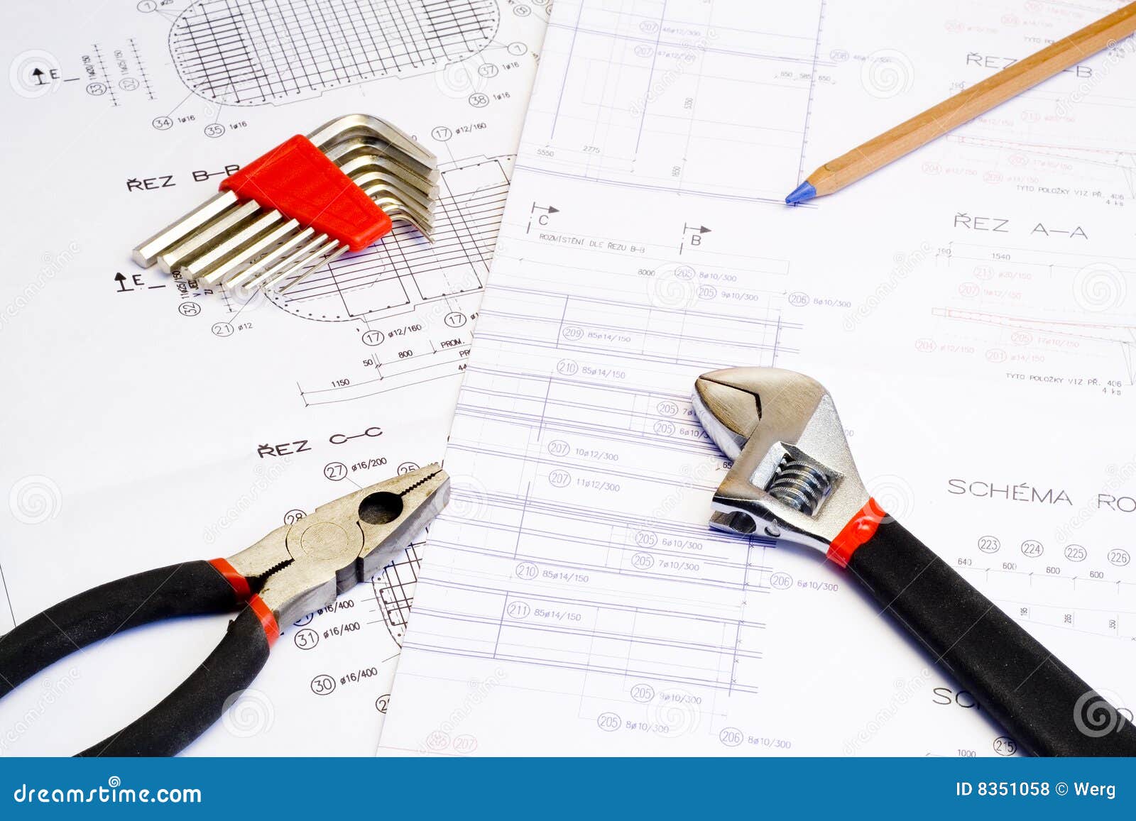 Blueprint And Tools Picture. Image: 8351058