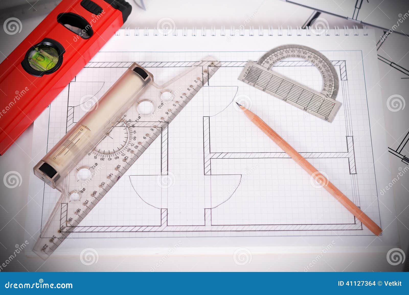 Blueprint and tools stock photo. Image of plan, architecture - 41127364