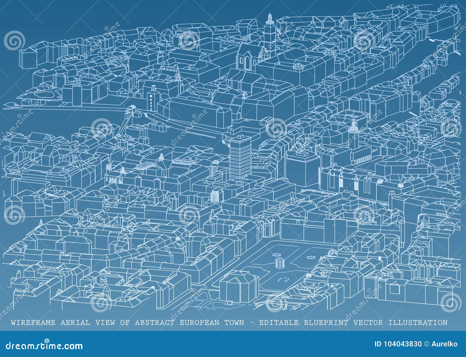 Blueprint town stock vector. Illustration of frame, roof - 104043830