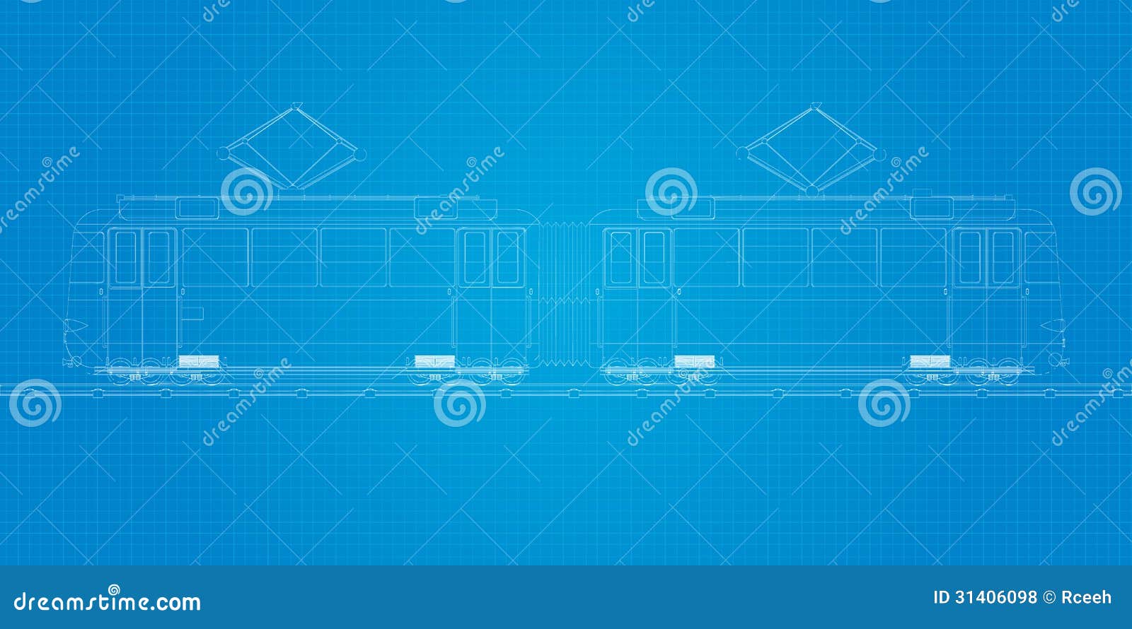 Blueprint tramcar stock vector. Illustration of technology - 31406098