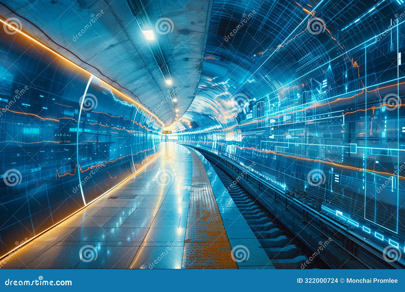 Blueprint of Underground Transport Hub Theme Side View Demonstrating ...