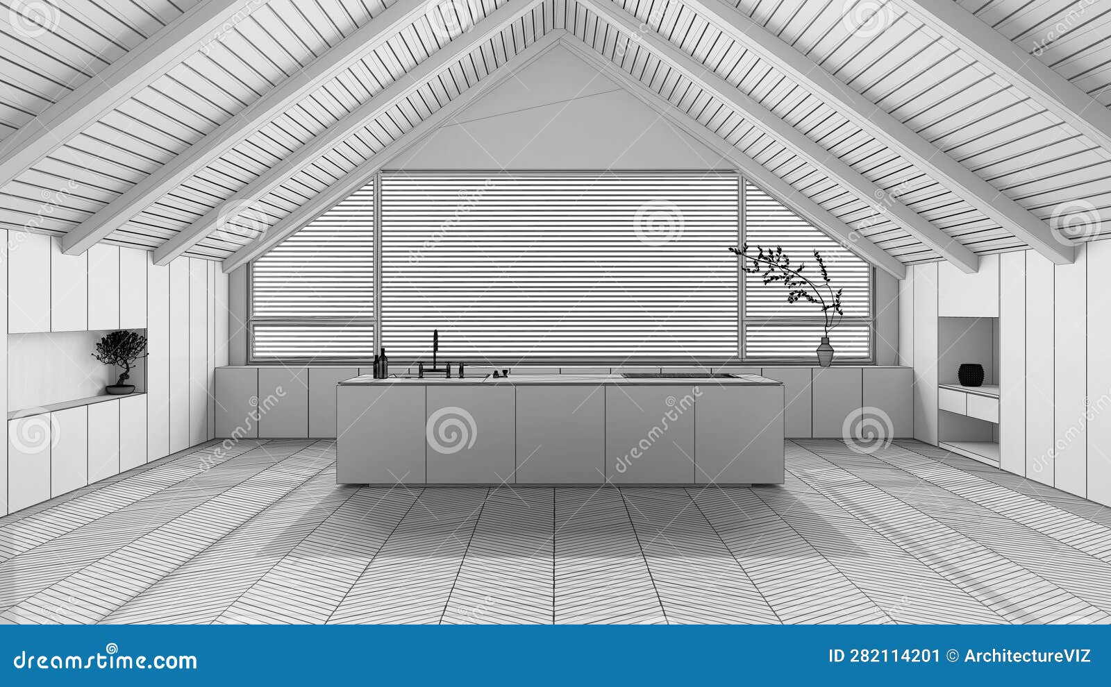 Blueprint Unfinished Project Draft, Penthouse Interior Design, Minimal ...