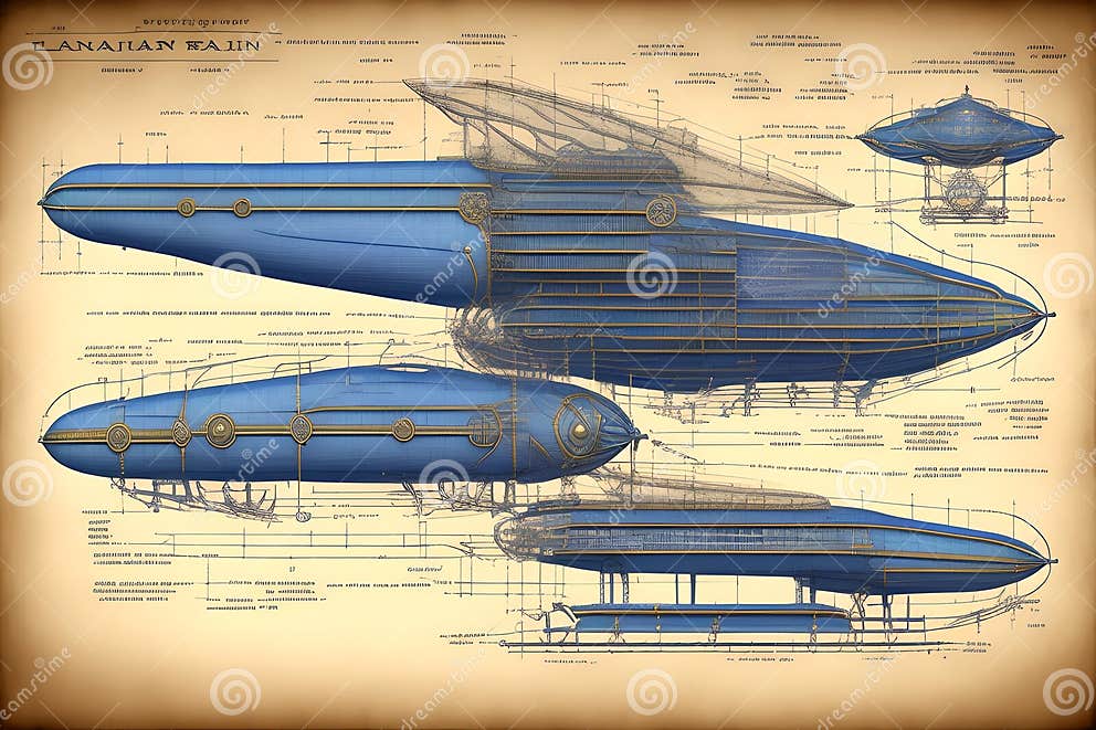 Blueprint of Vimana Flying Machine, Generative AI Illustration Stock ...