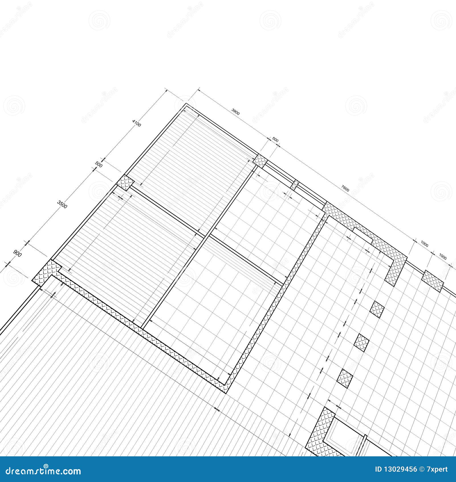 Blueprint on white stock illustration. Illustration of office - 13029456