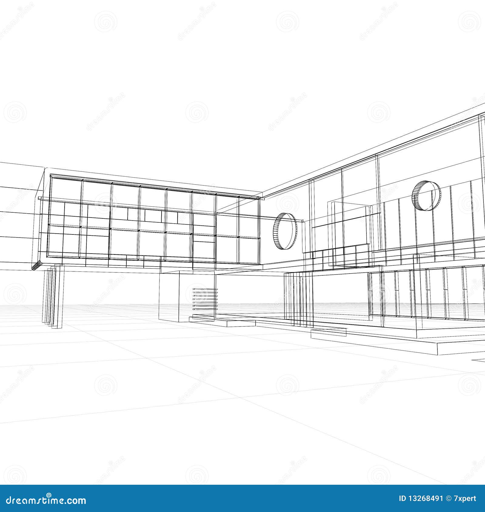 Blueprint on white stock illustration. Illustration of dimensional ...