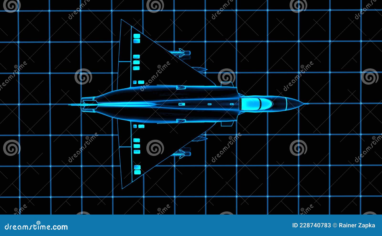 Blueprint Wireframe from an Fighter Jet 3d Rendering Stock Illustration ...