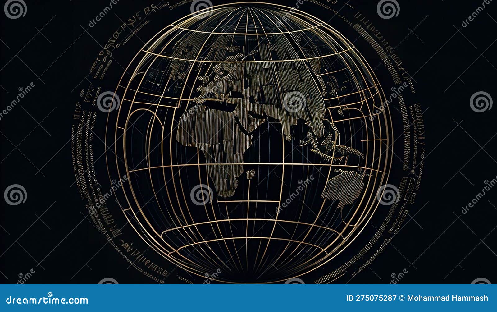 Blueprint Wireframe of Translucent Earth on Black Background Made with ...